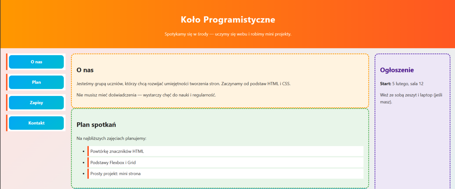 Zadanie powtórzeniowe HTML - CSS - It-Lekcje.pl - Strona dla uczniów ...