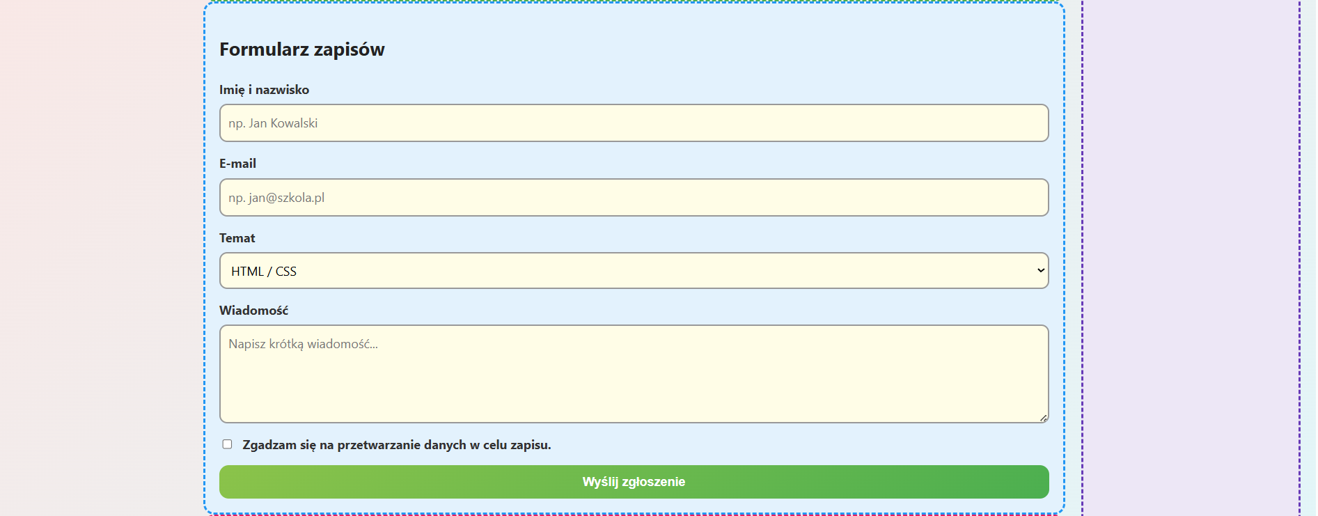 Zadanie powtórzeniowe HTML - CSS - It-Lekcje.pl - Strona dla uczniów ...